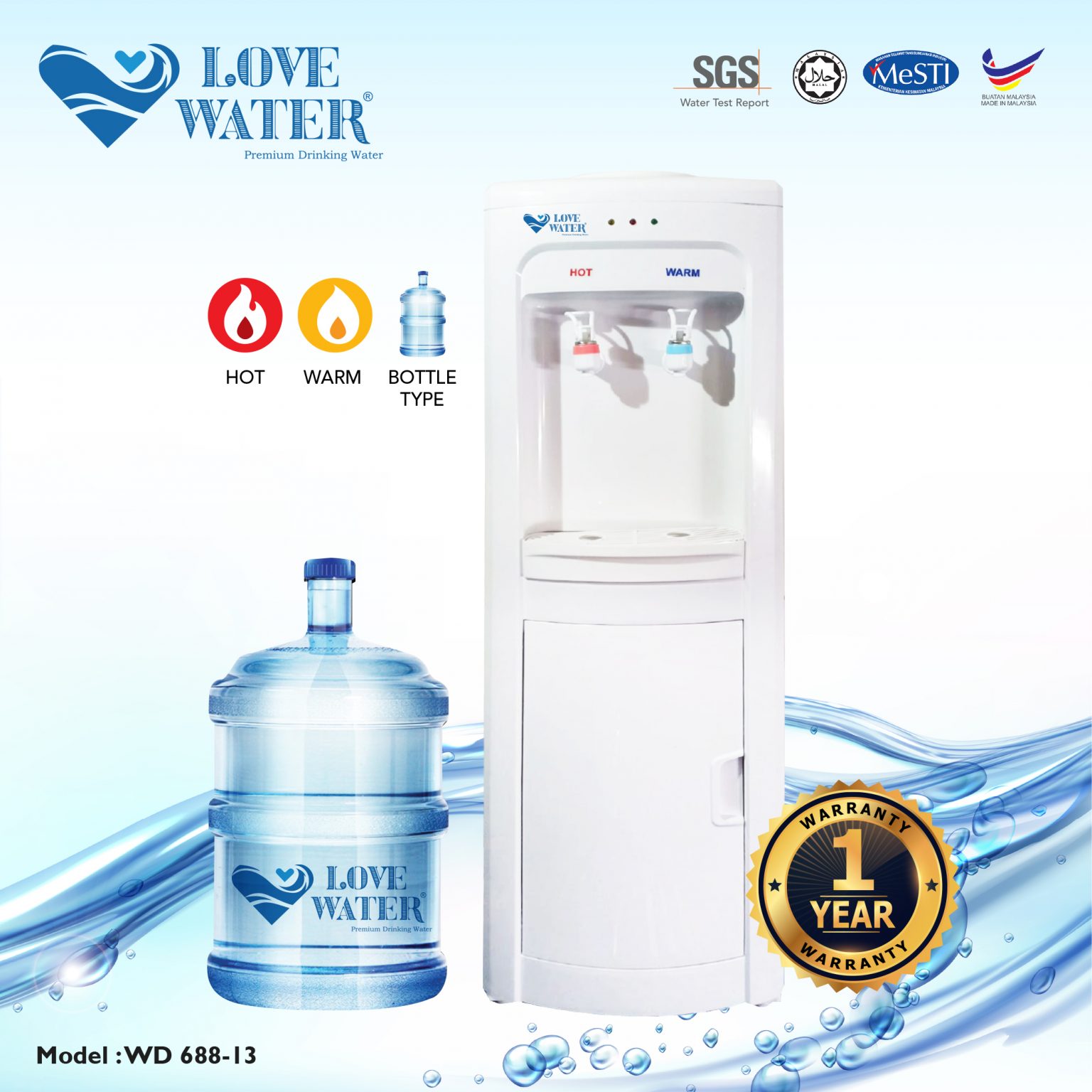 Yamada WD 688-13 Hot Warm Bottle Type Water Dispenser – Love Water